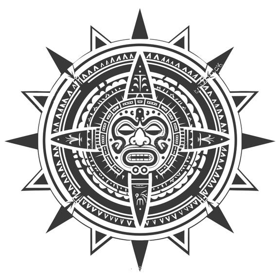 Intricate Polynesian Tribal Sun Mask Design, Circular Mandala Tattoo ...