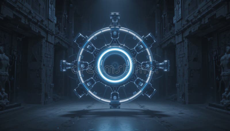 Circular Portal with Blue Glow Stock Illustration - Illustration of ...