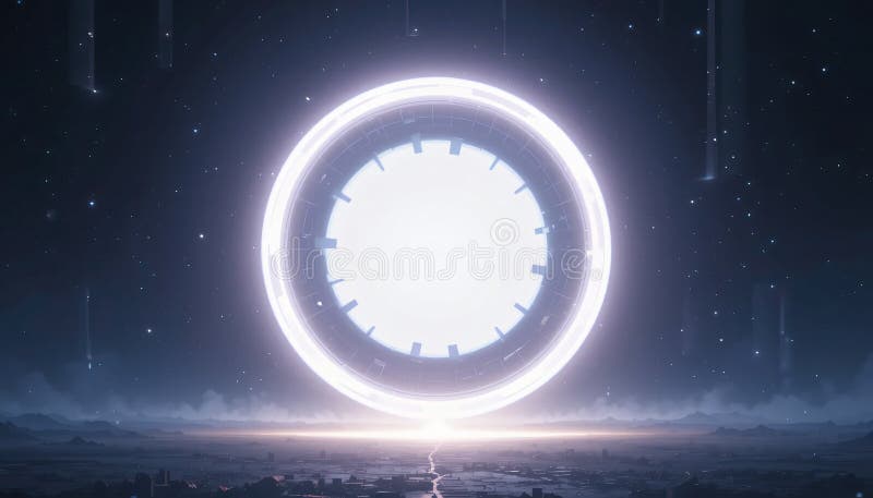 Circular Portal with Bright Glow Stock Illustration - Illustration of ...