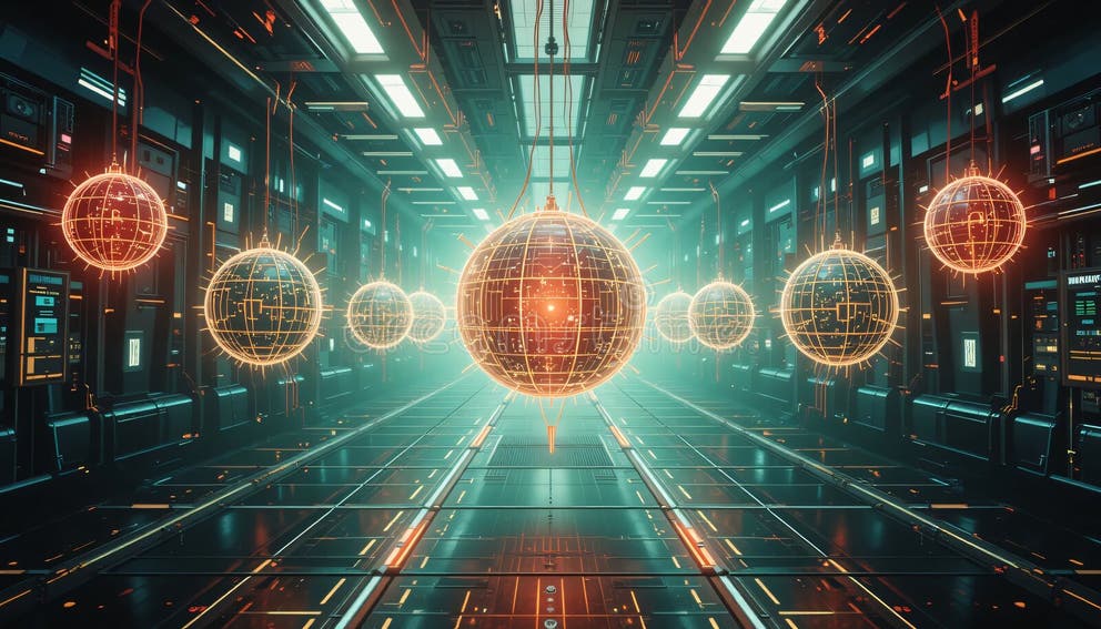 Circular Portal with Glowing Core Stock Illustration - Illustration of ...