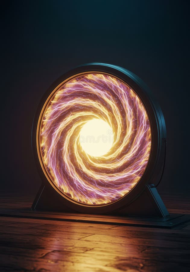 Circular Portal with Glowing Spiral Galaxy Design Stock Illustration ...
