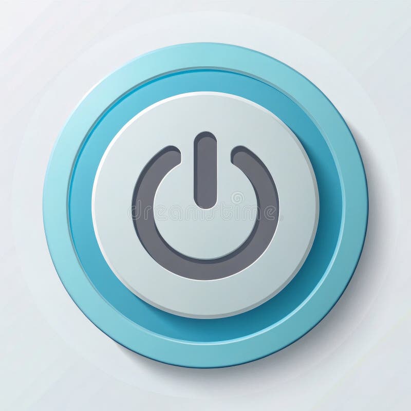 Circular Power Button Blue Gradient, 3D Design, OnOff Concept, Vector ...