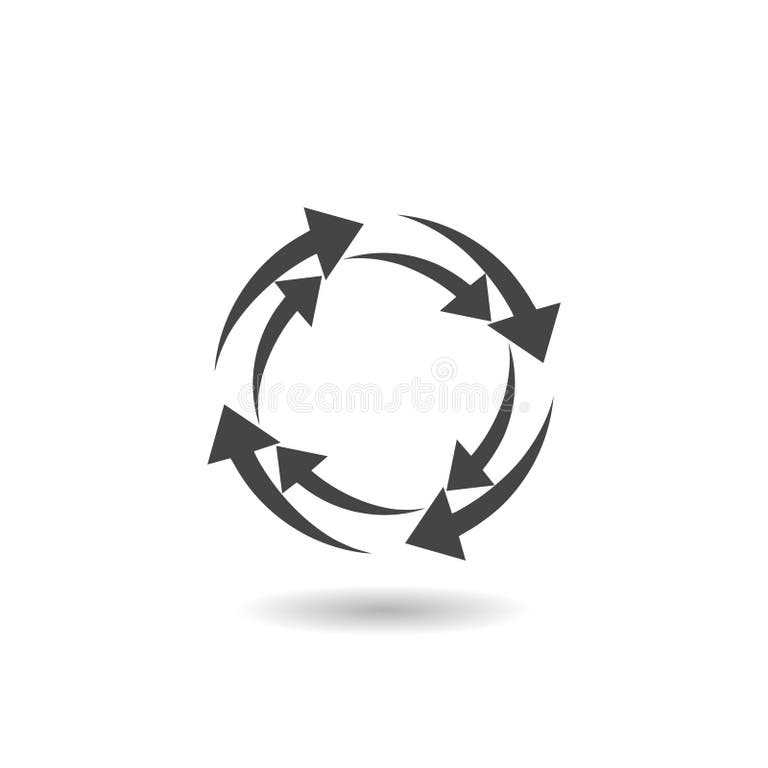 Circular Process Flow Arrows Icon with Shadow Stock Illustration ...