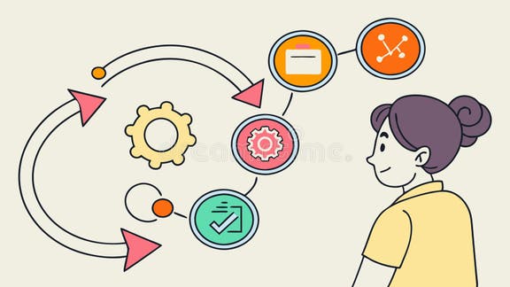 Circular Process Flow Diagram, Operational Efficiency, Vector Design ...