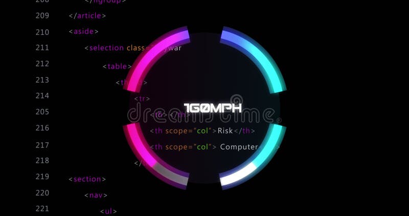 Circular Progress Bar Animation Over HTML Code with 1G0MPH Text in ...