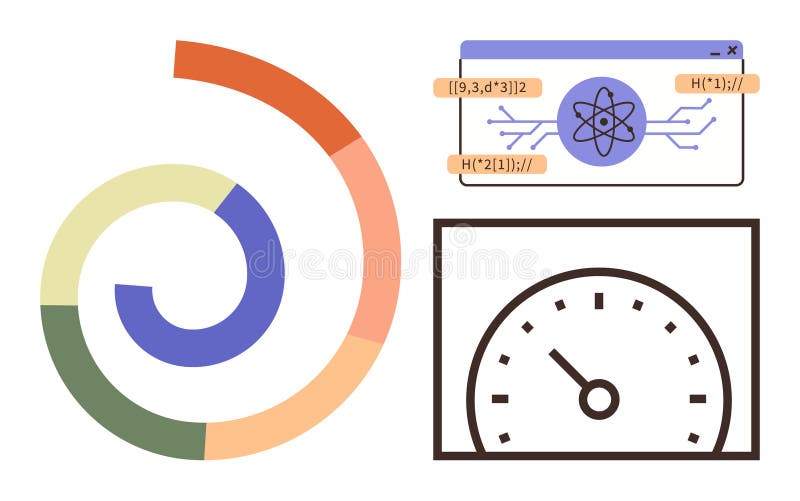 Circular Progress Chart, Atomic Diagram, and Speedometer Gauge for Science and Data ...