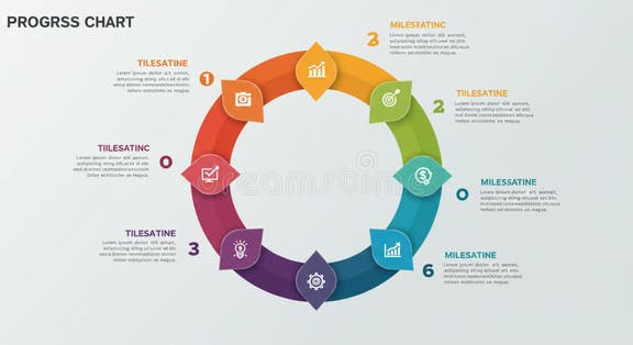Circular Progress Chart Featuring a Six-step Process, Each Step ...