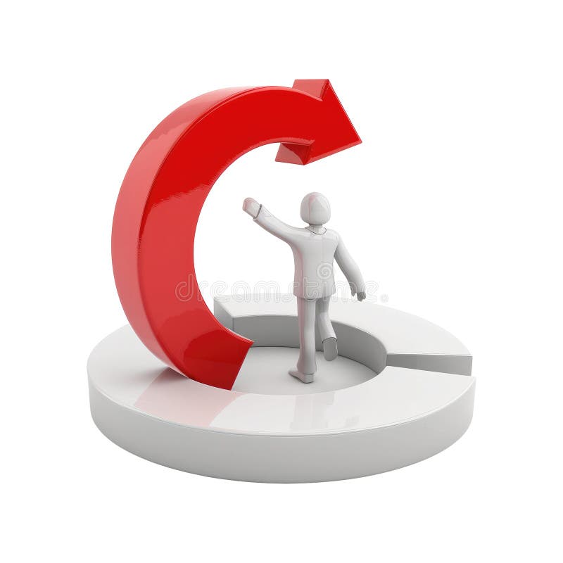 Businessman Reaching for a Red Circular Arrow, Progress Concept Stock ...