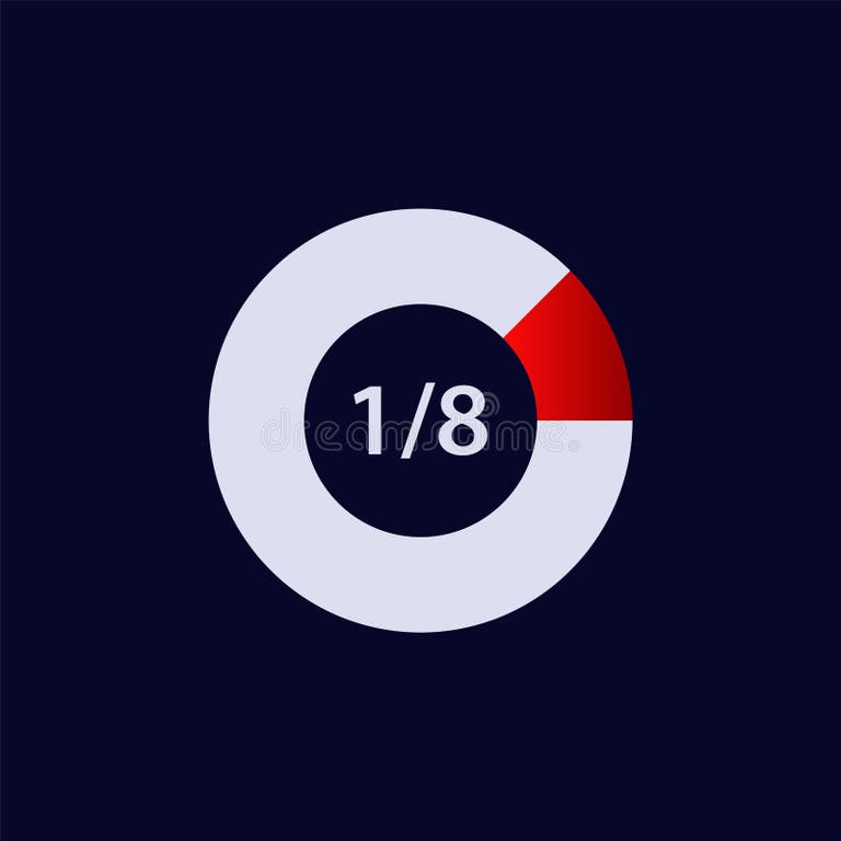 Circular Progress Indicator with One Eighth Section Highlighted in Red ...