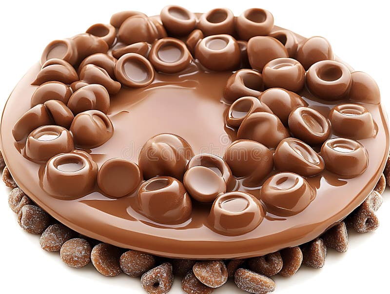 A Circular Puddle of Chocolate with Candy Pieces Scattered on Top Stock ...