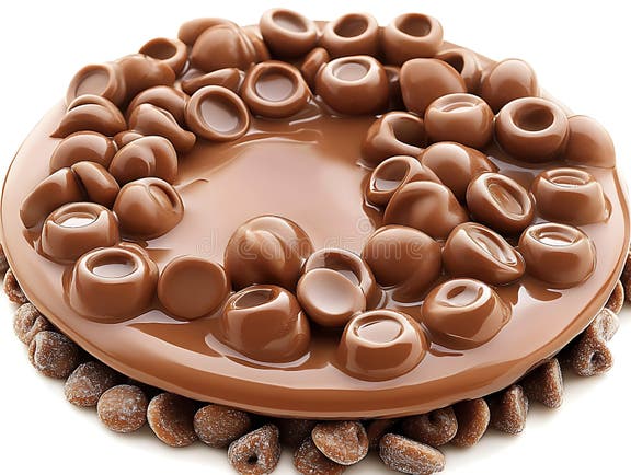 A Circular Puddle of Chocolate with Candy Pieces Scattered on Top Stock ...