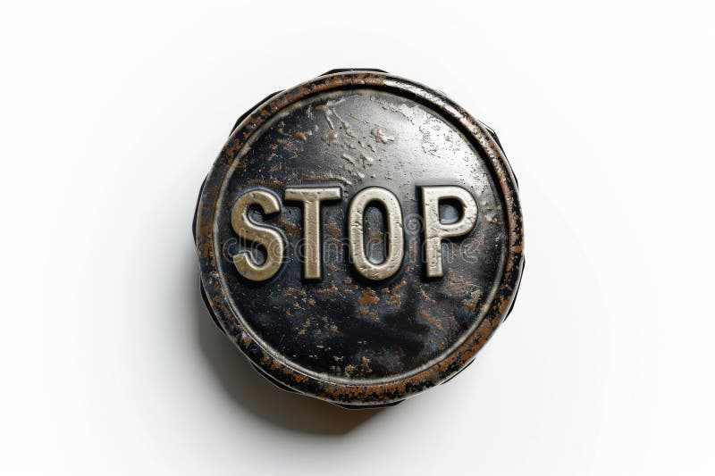 Red Stop Button with White Text Stock Illustration - Illustration of ...
