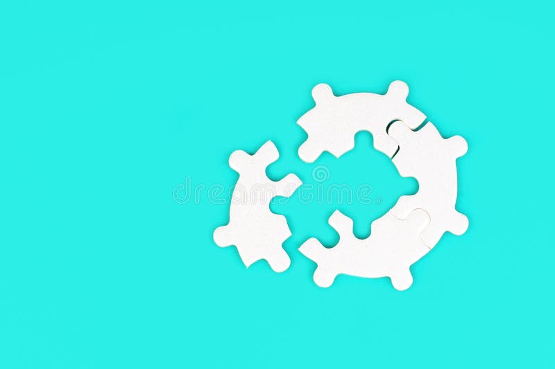 Circular Puzzle Pieces on Blue Background Stock Photo - Image of unity ...