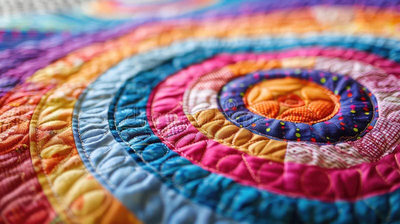 Circular Quilt Pattern Close-Up Stock Image - Image of detailed ...