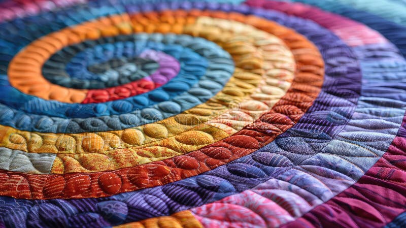 Circular Quilt Pattern Close-Up Stock Photo - Image of fabric, comfort ...