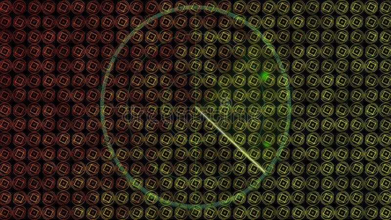 Circular Radar Animation Over Hexagonal Pattern with Green and Red Hues ...