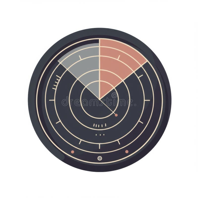 Circular Radar Display with Grey and Beige Sectors Stock Illustration ...