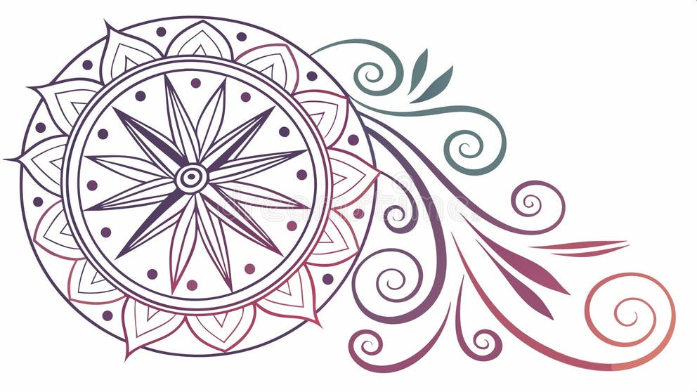 Circular Radial Design with Flowing Ornamental Scrollwork Vector Design ...