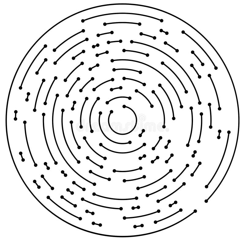 Circular, Radial Lines with Nodes, Points Stock Vector - Illustration ...