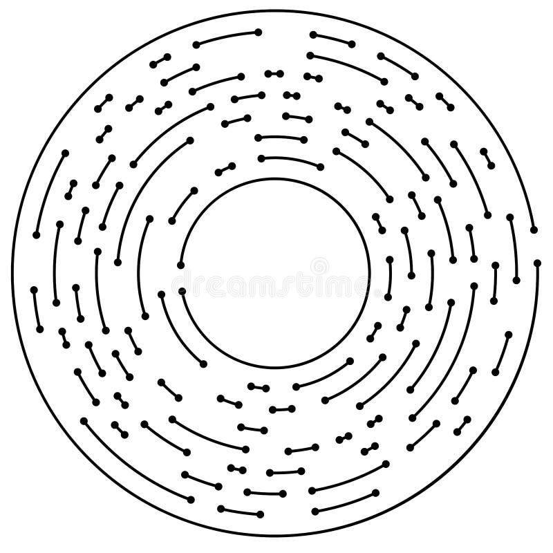 Circular, Radial Lines with Nodes, Points Stock Vector - Illustration ...