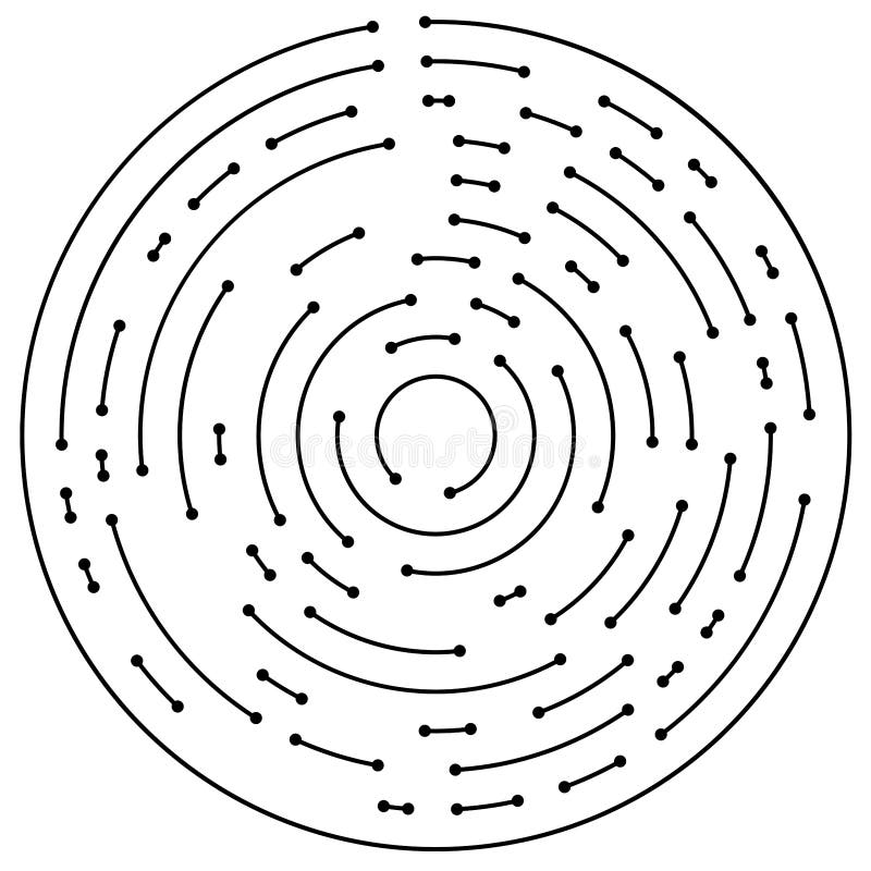 Circular, Radial Lines with Nodes, Points Stock Vector - Illustration ...