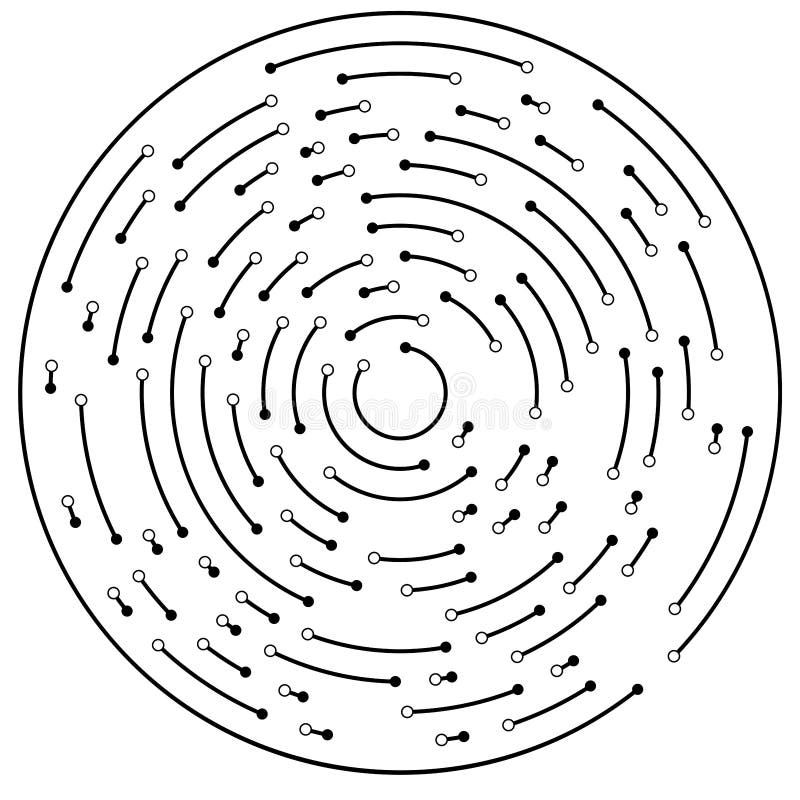 Circular, Radial Lines with Nodes, Points Stock Vector - Illustration ...