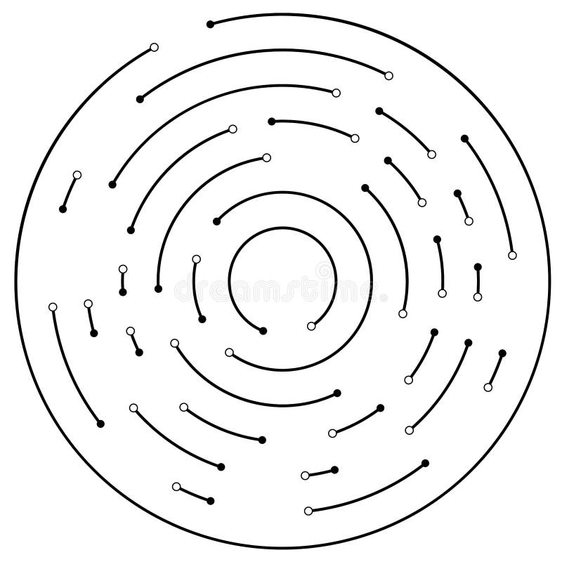 Circular, Radial Lines with Nodes, Points Stock Vector - Illustration ...