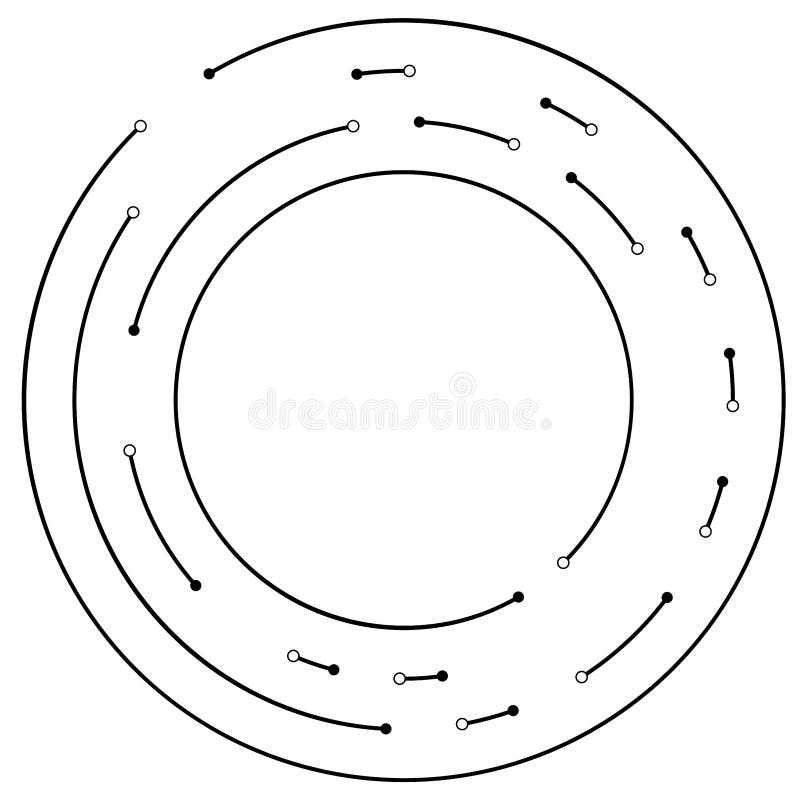 Circular, Radial Lines with Nodes, Points Stock Vector - Illustration ...