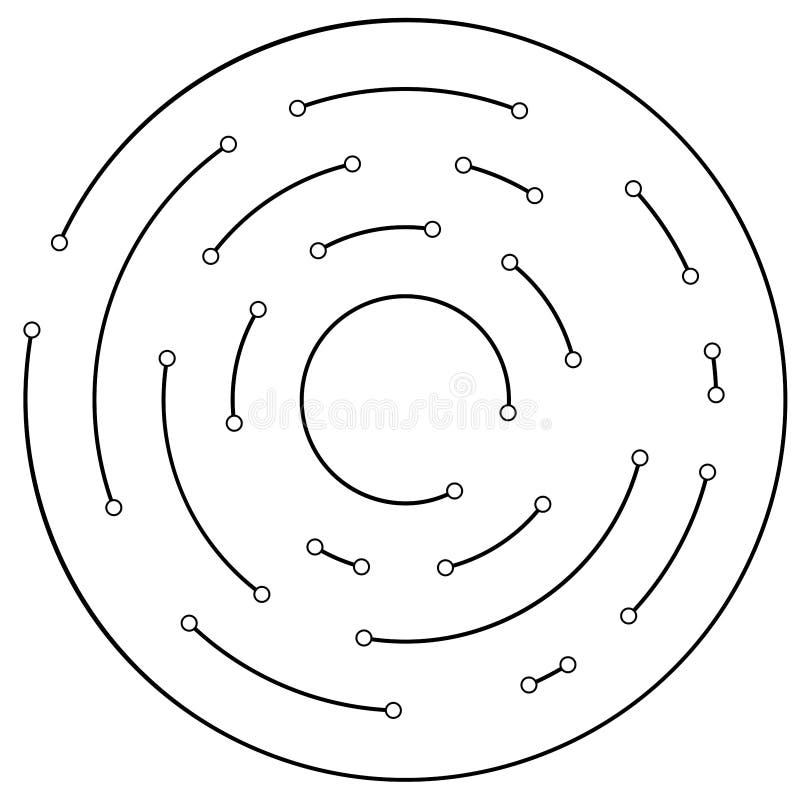 Circular, Radial Lines with Nodes, Points Stock Vector - Illustration ...
