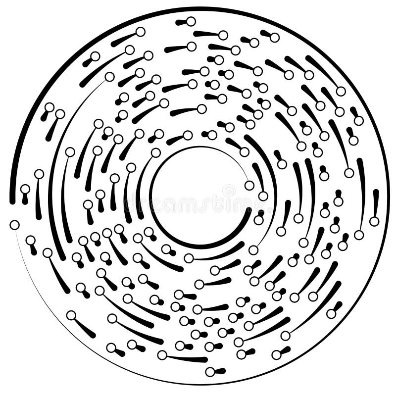 Circular, Radial Lines with Nodes, Points Stock Vector - Illustration ...