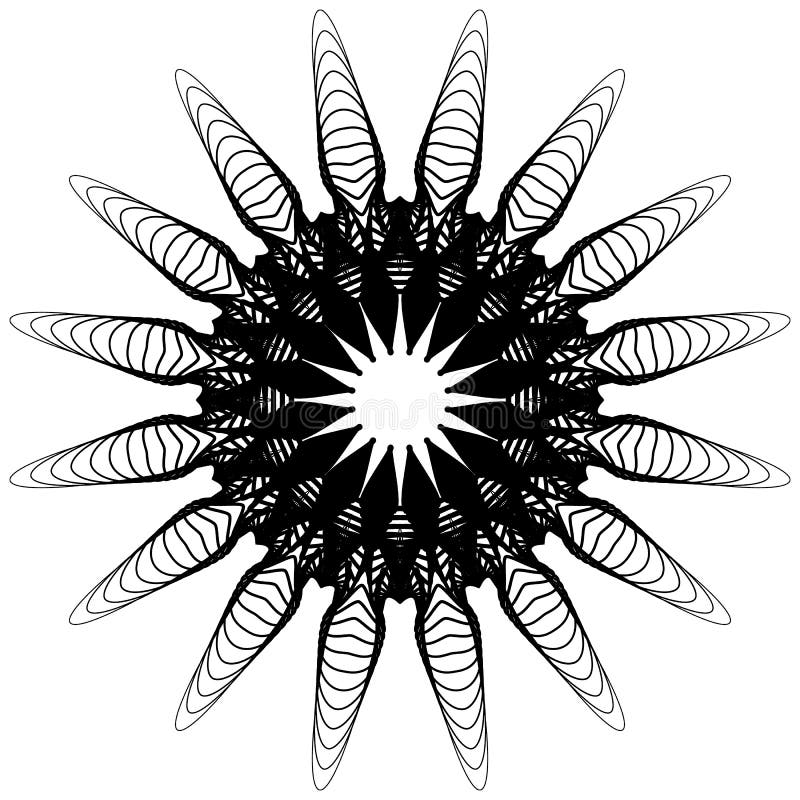 Circular, Radiating Abstract Shape, Motif. Geometric Design Elem Stock ...