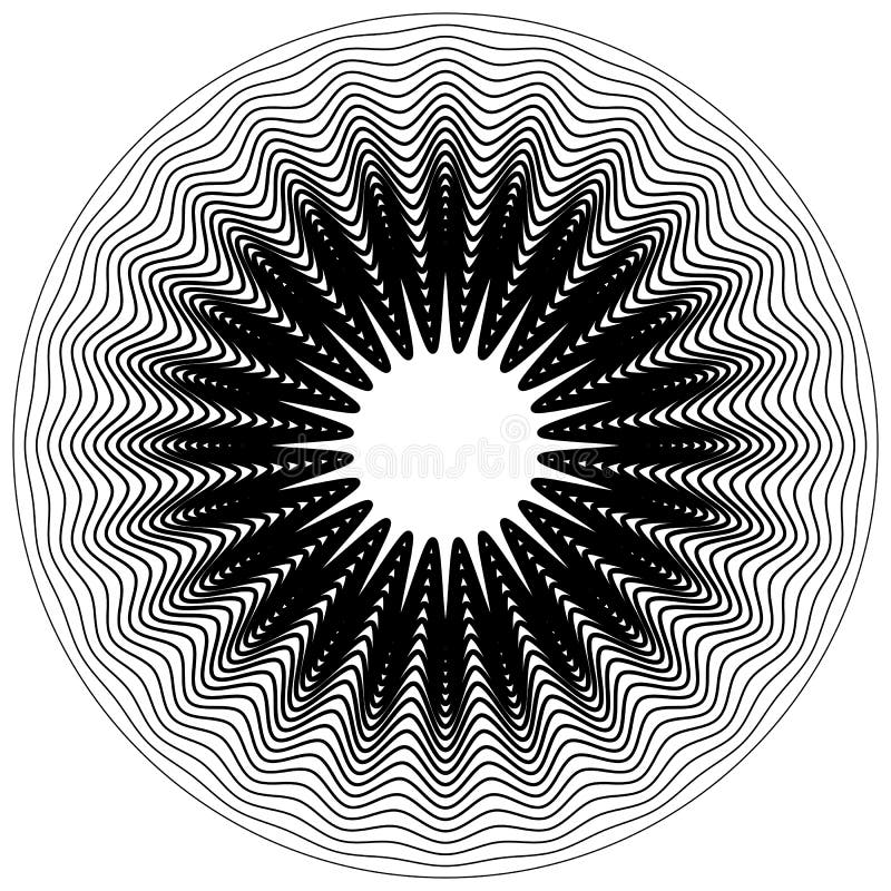 Circular, Radiating Abstract Shape, Motif. Geometric Design Elem Stock ...