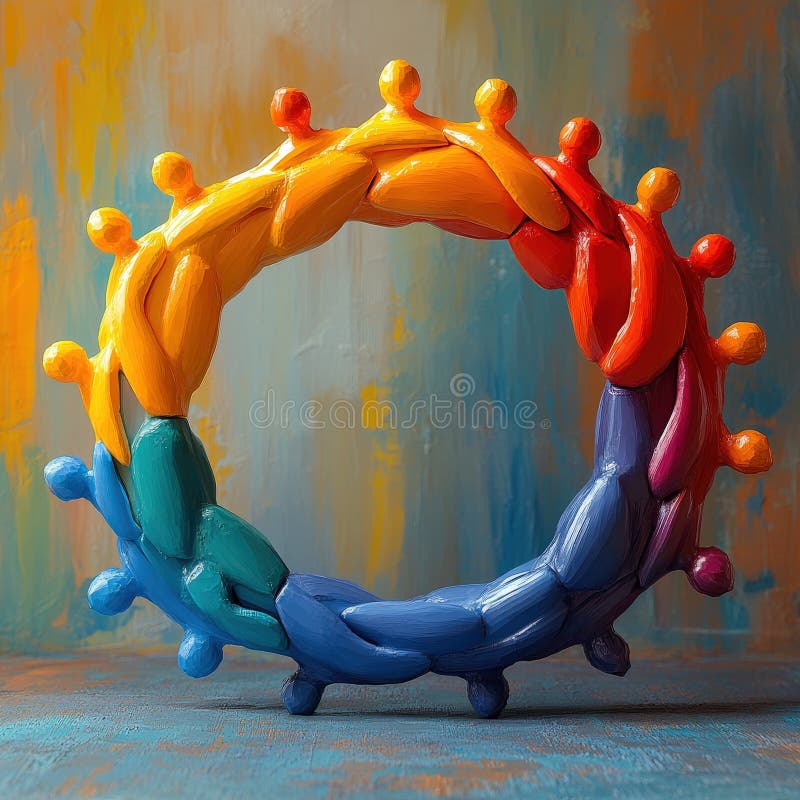 Circular Rainbow Sculpture of Abstract Human Forms Stock Image - Image ...