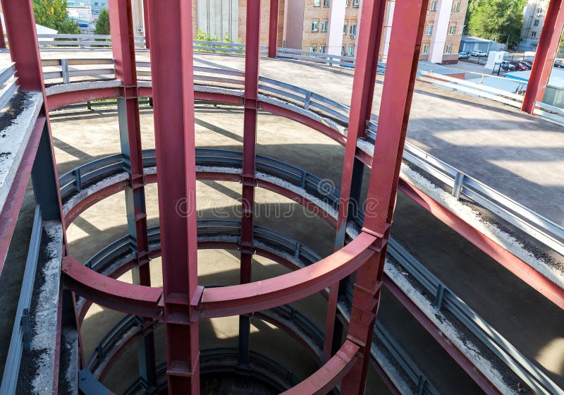 Circular Ramp in the Modern Multi-level Parking Stock Photo - Image of ...