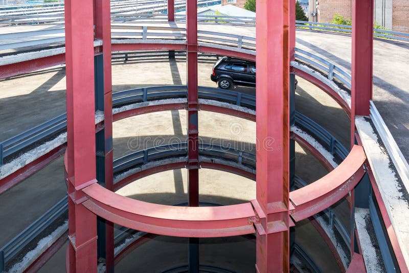 Circular Ramp in the Modern Multi-level Parking Stock Image - Image of ...