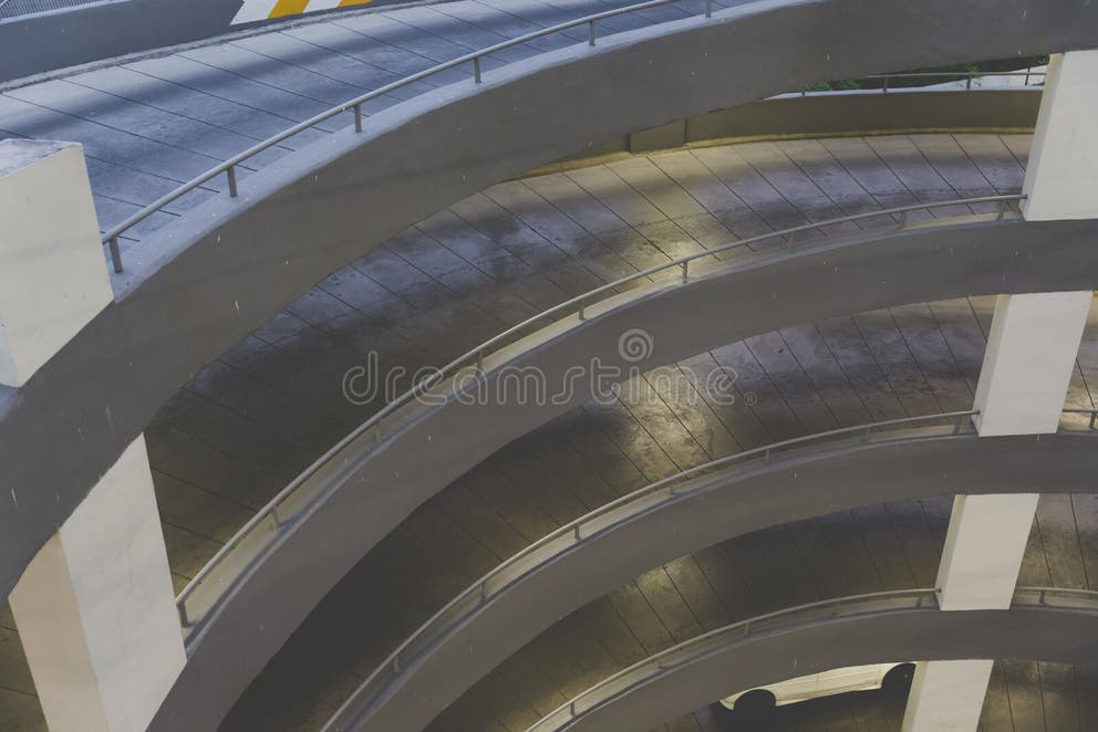 Circular Ramp in Parking Garage Stock Image - Image of downtown, design ...