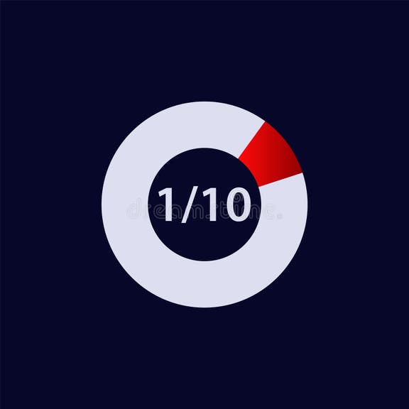 Circular Rating Icon with One Out of Ten Section Highlighted in Red ...