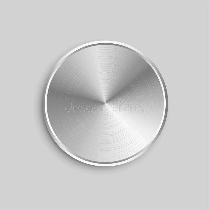 Circular Realistic Metal Button with Brushed Steel Surface Stock Vector ...
