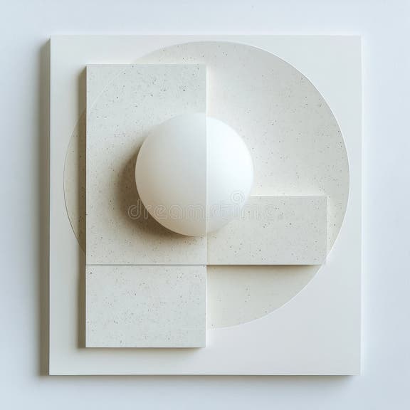 Geometric Composition Featuring a Round Orb and Rectangular Elements ...