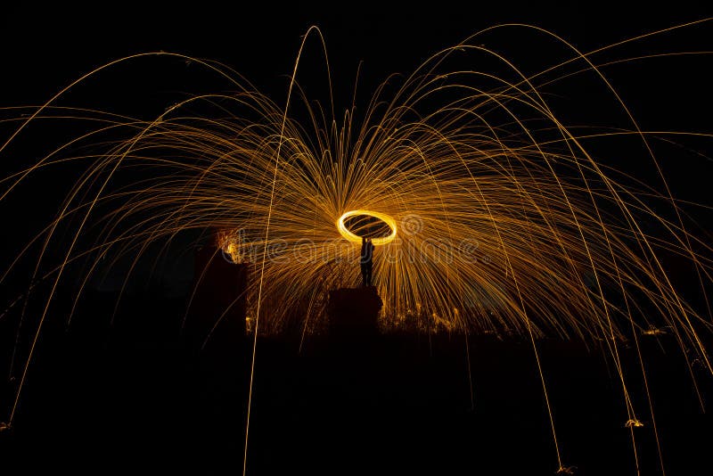 Circular Red Lights with Sparks Stock Photo - Image of background ...