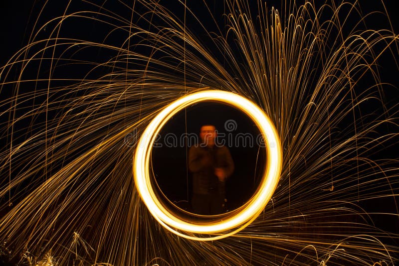 Circular Red Lights with Sparks Stock Image - Image of heat, yellow ...