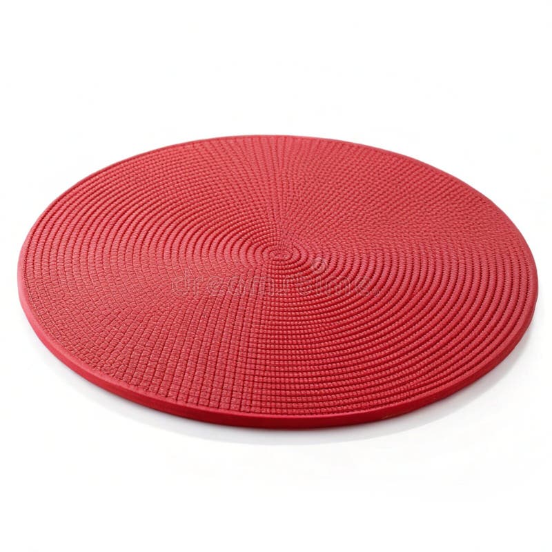 Circular Red Mat with Textured Surface Isolated on White Background ...