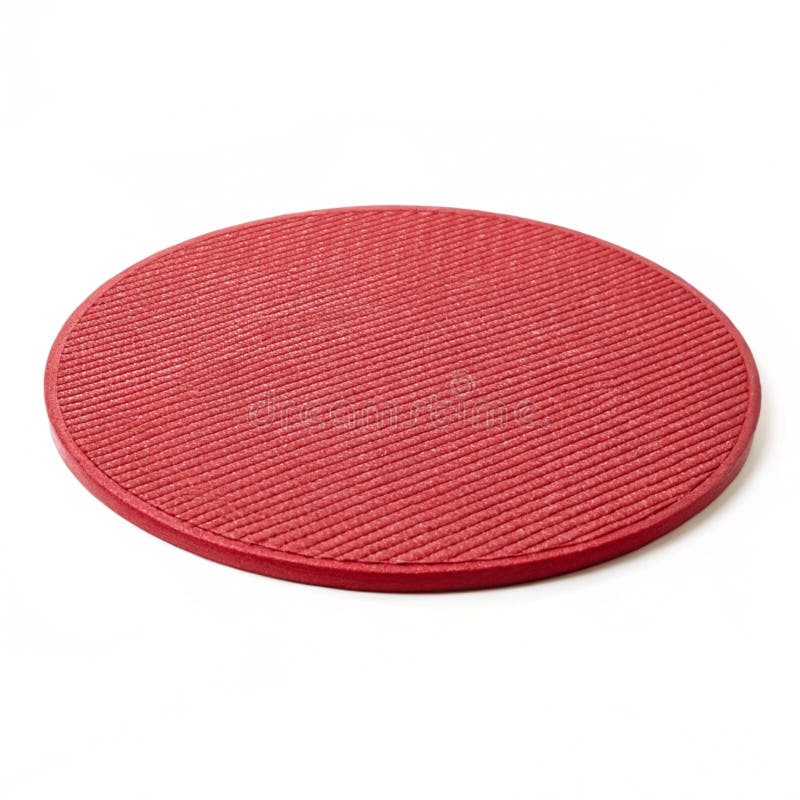 Circular Red Mat with Textured Surface Isolated on White Background ...