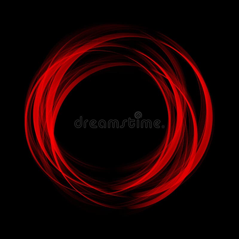 Circular Red Wave Movement on Black Background, Design Element Stock ...