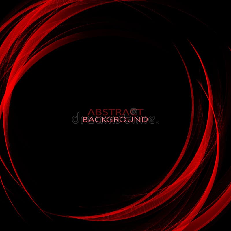 Circular Red Wave Movement on Black Background, Design Element Stock ...