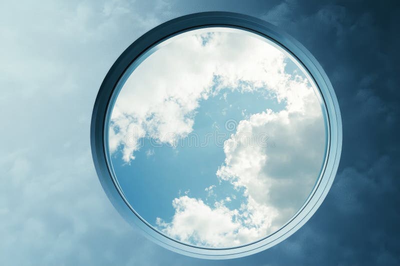 Circular Reflection of Clouds through a Hole in a Dark Surface Creating ...