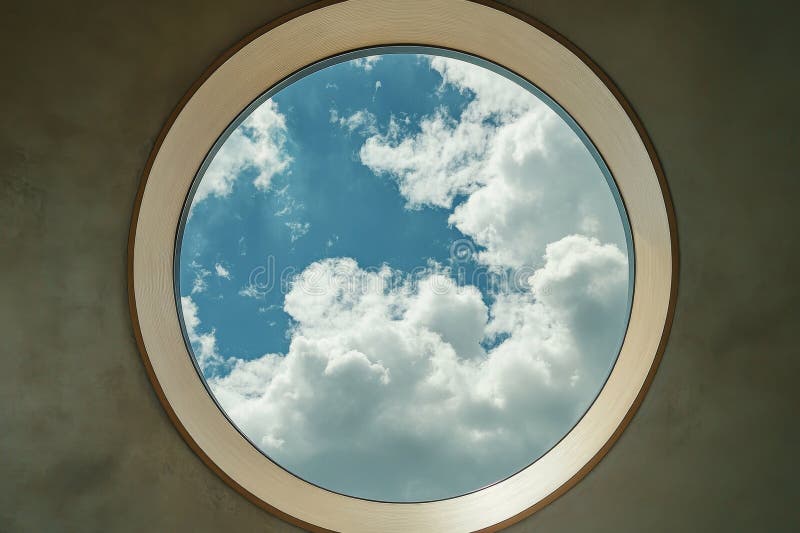 Circular Reflection of Clouds through a Hole in a Dark Surface Creating ...