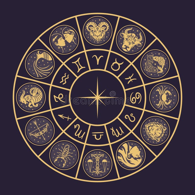 A Circular Representation of the Zodiac, Showcasing Prominent ...