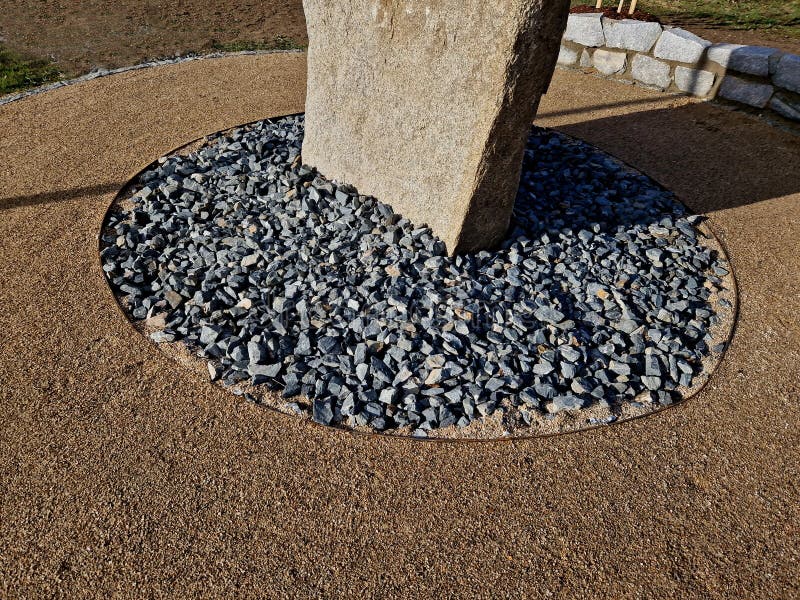 Circular Rest Stop with an Obelisk at the End of Path in the Park ...