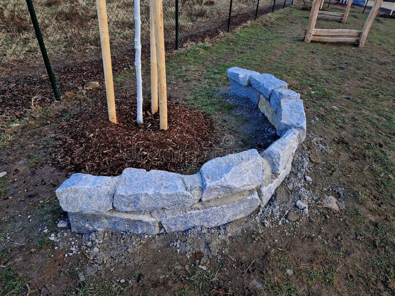 Circular Rest Stop with an Obelisk at the End of Path in the Park ...